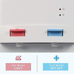 Top Loading Water Cooler Dispenser for 3 & 5 Gallon Water Bottles, Hot & Cold Water, Child Safety Lock, Stainless Steel, ETL Approved, White