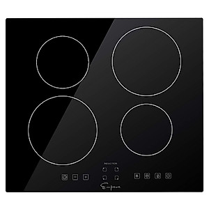 Empava 24" Stove Power Boost Vitro Ceramic Black Electric Induction Cooktop with 4 Booster Burners Smooth Surface Tempered Glass, 24 Inch