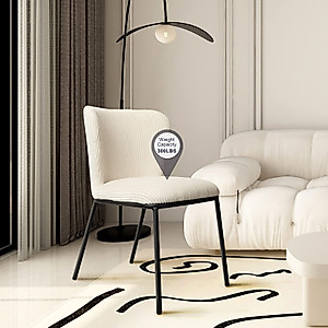 SIMTONAL Dining Room Chairs Set of 4, Kitchen Chairs with Metal Legs, Beige