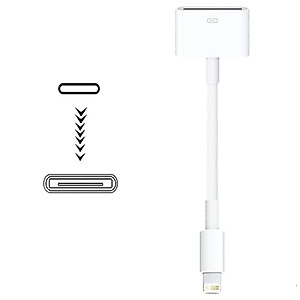 Lightning to 30-Pin Adapter, iPhone 8 Pin Male to 30 Pin Charger ipad Connector Adapter Data Sync Cable Connector Compatible iPhone 14/13/12/11/X/8/iPad/Bluetooth (White)