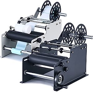 KIMTEM Manual Round Labeling Machine, Bottle Label Applicator for Round Bottles White