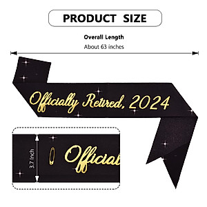 2024 Retired Sash, Celebration Sash for Retirement Party, Retired Sash for Retirement Party Decorations，Retirement Gifts for Both Women，Men（Black）