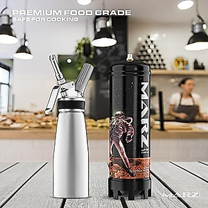 Marz Premium Whipped Cream Charger 1364g 2.2L - Food Grade Nitrous Oxide Tank Pure Flavored N2O Chargers - For Any Standard Whipping Cream Dispenser – (1 Cylinder)