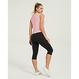 Stelle Women's Workout Tops Sleeveless Yoga Tank Tops Running Gym Crop Tops (Pink,M)