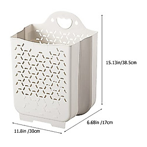 LUOZZY 2 Sets Portable Laundry Basket Collapsible Laundry Basket Wall Mount Folding Laundry Basket, White