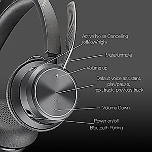Plantronics Poly Voyager Focus 2 UC, Stereo Bluetooth Headset, USB-A, Connects to Deskphone, PC/Mac, Smartphone - Works with Teams, Zoom, RingCentral, 8x8, Vonage, Global Teck Microfiber Included