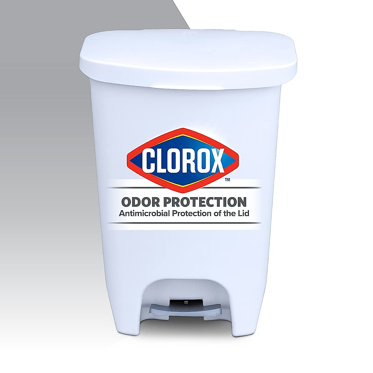 Glad 13 Gallon Trash Can 2 Pack | Plastic Kitchen Waste Bins with Odor Protection of Lid | Hands Free with Step On Foot Pedal and Garbage Bag Rings, 13 Gallon, White