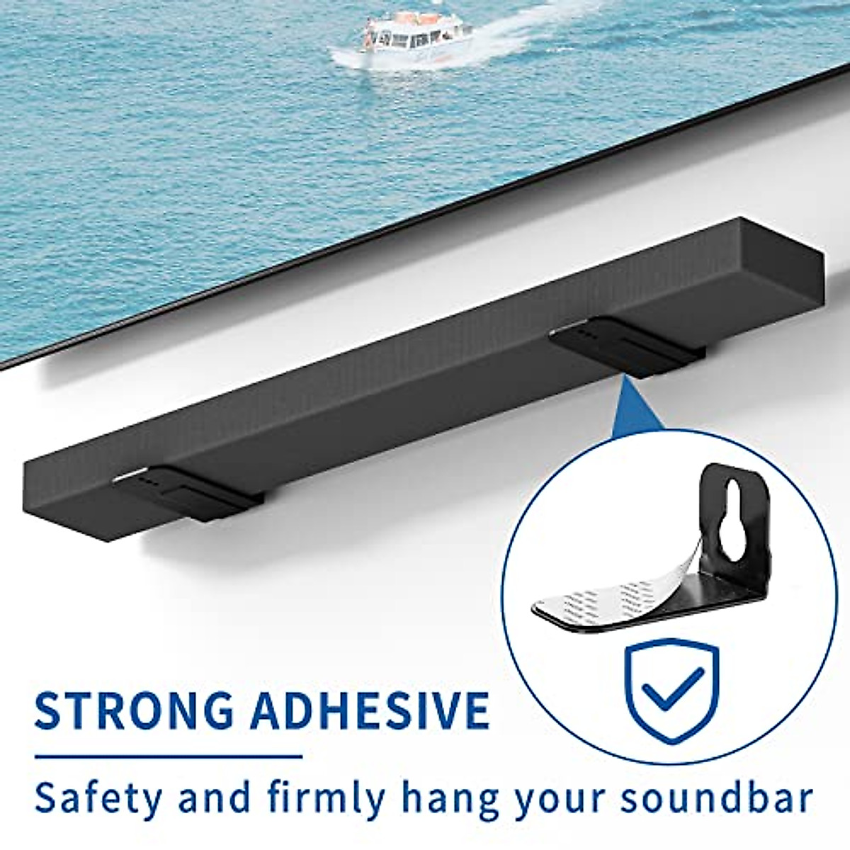 Sound Bar Mounts Universal Soundbar Wall Mount Bracket Kit for Most of Soundbars Corner Wall Mount Shelf Mounting Brackets, Black