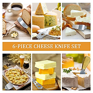 6-Piece Stainless Steel Cheese Knives Set, Complete Premium Stainless Steel Cheese Knives Collection Charcuterie Board Accessories for Thanksgiving, Christmas, New Year