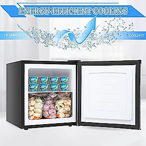 Mini Freezer Upright 1.1CU.FT Small Freezer Upright -8°F ~7°F Temperature Mini Deep Freezer Stainless Steel Upright Freezer Reversible Single Door Vertical Freezer for Home RVs Dorms Apartment Office