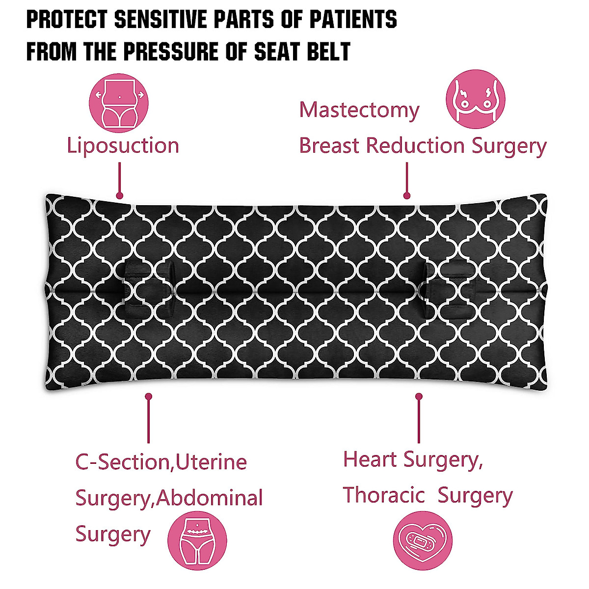 Mastectomy Pillow,Post Heart Surgery Seatbelt Pillow,hysterectomy recovery,c section Recovery,Insert Icebags Pockets chemo port pillow,Pacemaker Seatbelt Protection,Great Breast Cancer Gifts for Women