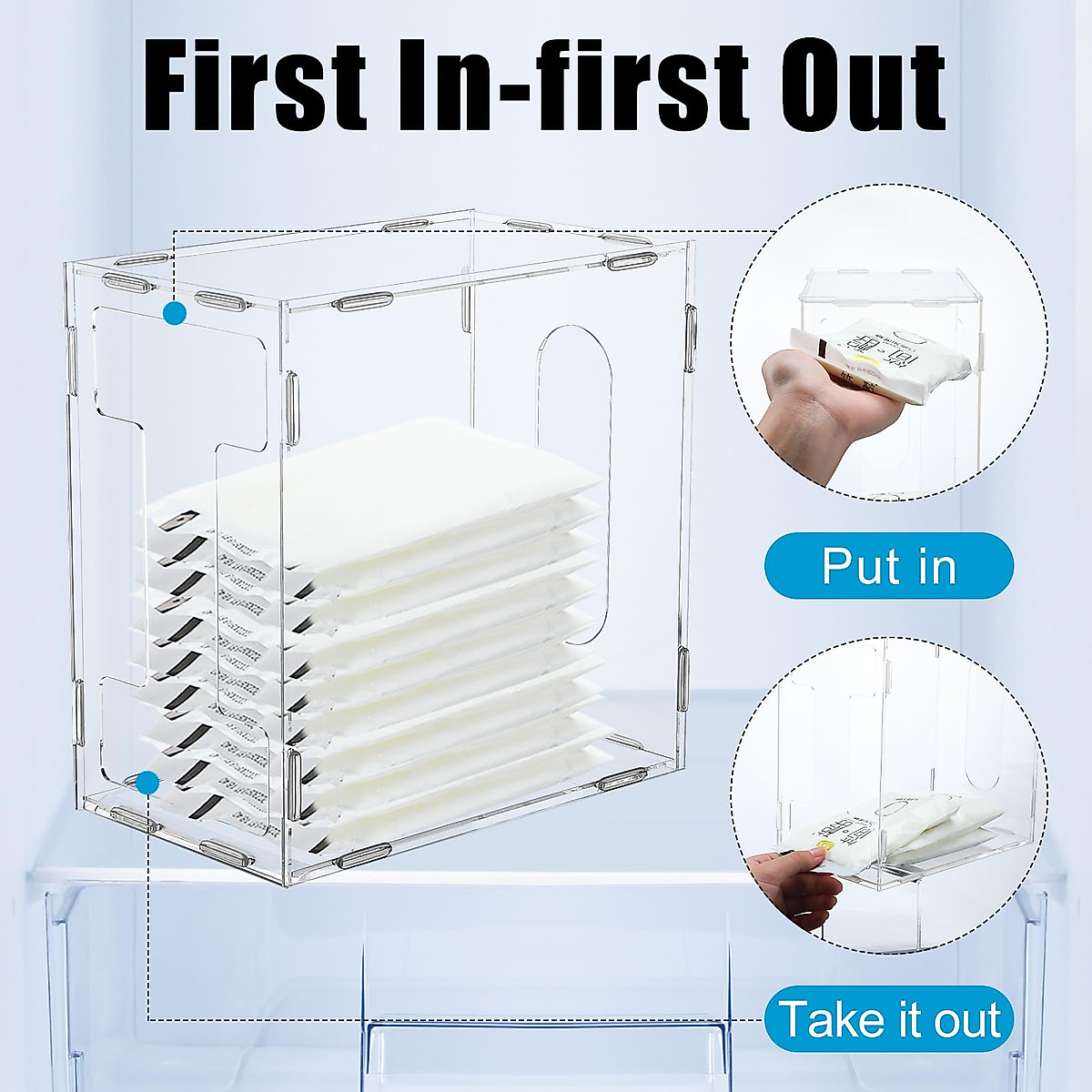 Domensi 4 Pcs Breast Milk Storage Tower Breast Milk Freezer Storage Organizer for Milk Freezer Bags Clear Breastmilk Storage Container Reusable Breastfeeding Accessories Fridge, 8.3 x 8.3 x 5 Inch