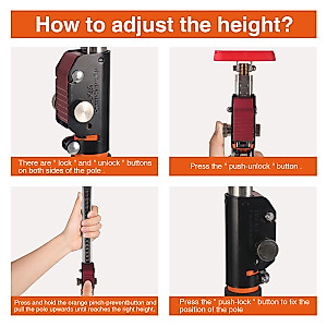 Cabinet Adjustable Support Pole, Upper Hand Work Support for Cabinet Jacks 3rd Hand Support System with Adjustable Length Non-Slip Pads and Telescopic Pole，Extends from 57" to 114", 2 Pack