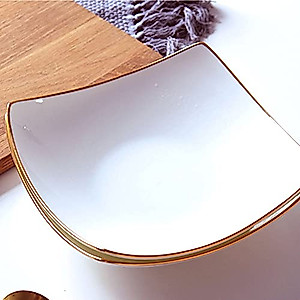 OUSIKA Plates 24.7 * 20.2 * 5.5cm Ceramic Square Dinner Plates, Dining Party Restaurant Serving Dish for Steak, Pizza, Salad, Pasta, Set of 4 Plate