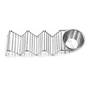 Taco Holder Stand, Stainless Steel Taco Rack 3 Grid V Shaped Taco Holder Rack Taco Tray with Sauce Cup, Metal Corn Tortilla Serving Tray Taco Plates Can Hold 3 Tacos for Home (with Sauce Cup)