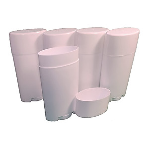 Dropper Stop 5 Pack - Empty Deodorant Containers (2.5 Oz Capacity, Top-Fill, Flat Top Lid, White)