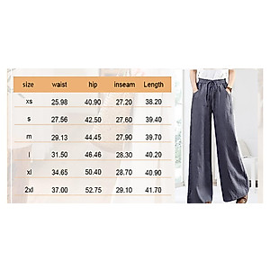 Hongsui Women's Cotton Linen Palazzo Pants Drawstring Waist Wide Leg Loose Trousers with Pockets Orange