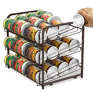 Can Organizer for Pantry Stackable 2 Pack, Can Storage Organizer Rack Stacking Can Dispensers Small Space Holds up to 36 Cans for Pantry, Kitchen, Cabinet- Brown