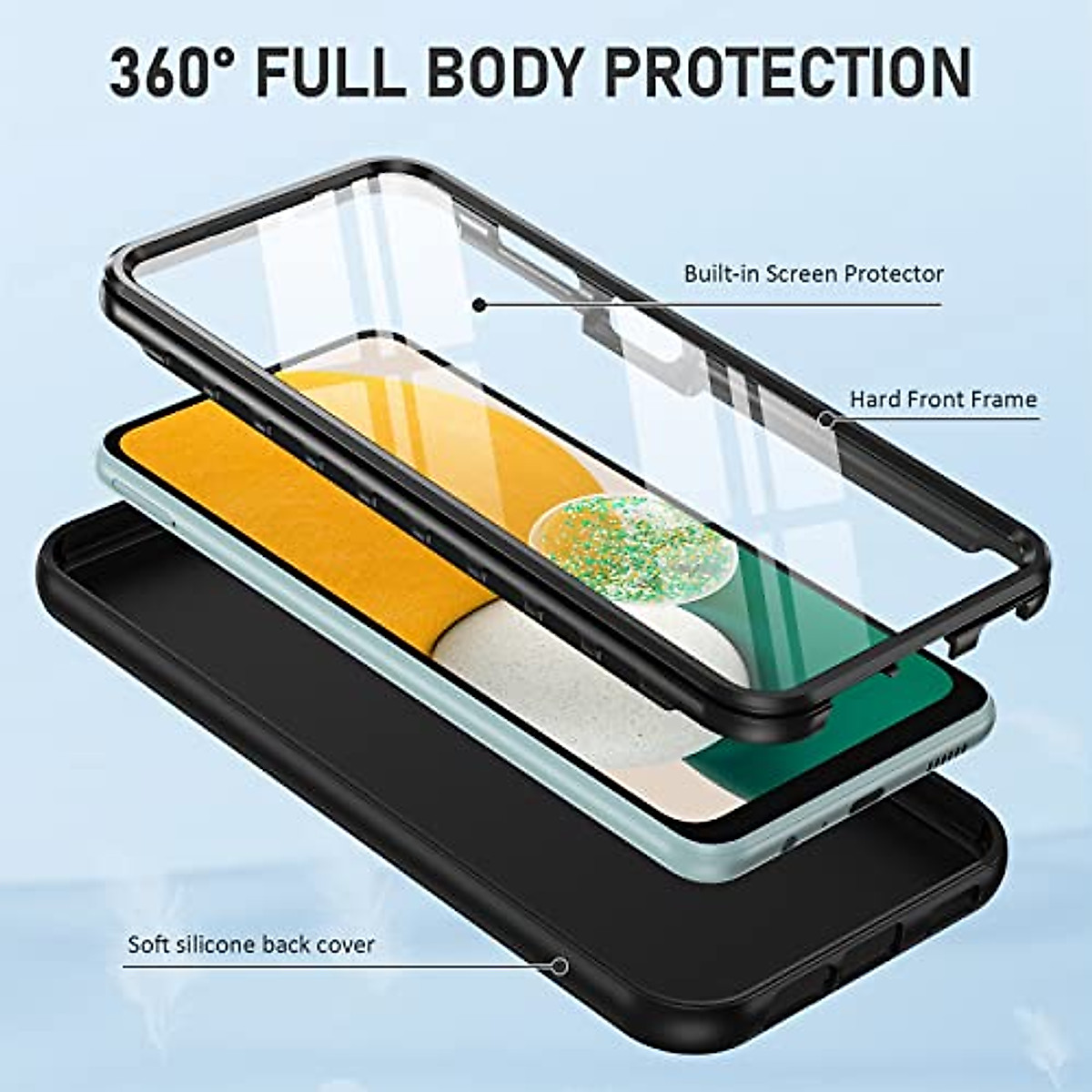 PUJUE for Samsung Galaxy A13 5G Case: Silicone Slim Full Rugged Protective Matte Cell Phone Case - Durable Drop Shockproof TPU Cute Bumper Cover (Black)