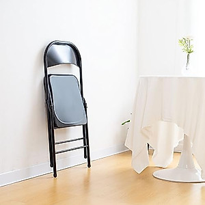 Nazhura 4 Pack Black Metal Folding Chair with Steel Seat and Double Braced Frame, Foldable Chairs for Parties, Meetings and Outdoor Events, No Assembly Required (Black, 4 Pack)