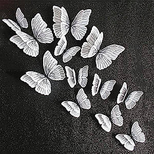 3D Stereo Simulation Flash Butterfly Wall Decoration Living Room Bedroom self-Adhesion Wall Paste Waterproof Creative Refrigerator Sticker (Black)