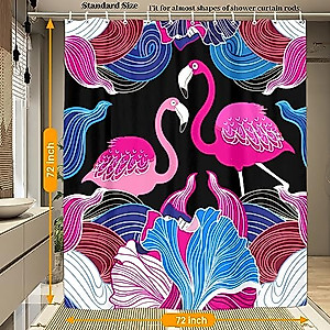 bisibuy Pink Flamingo Shower Curtain 72x72 Inches Washable Polyester Fabric Curtains Shower Set with Hooks Decorative Shower Curtains for Bathroom, Guest Bath, Stalls and Tubs