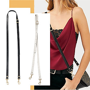 Leather Straps Replacement for Handbags,Purse Strap, Purse Straps Crossbody Replacement Adjustable (Black with Gold Buckle)