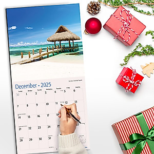 RED EMBER Tropical Islands 2023 Hangable Monthly Wall Calendar | 12" x 24" Open | Thick & Sturdy Paper | Giftable | Beautiful Scenic Beach Vacation Nature Photography