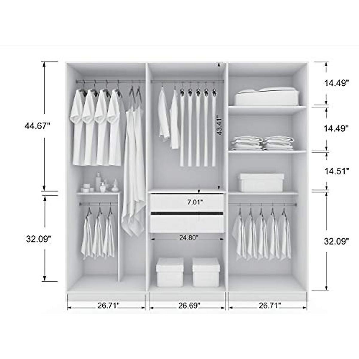 Manhattan Comfort Gramercy Contemporary Modern Freestanding Wardrobe Armoire Closet, 82.48", White