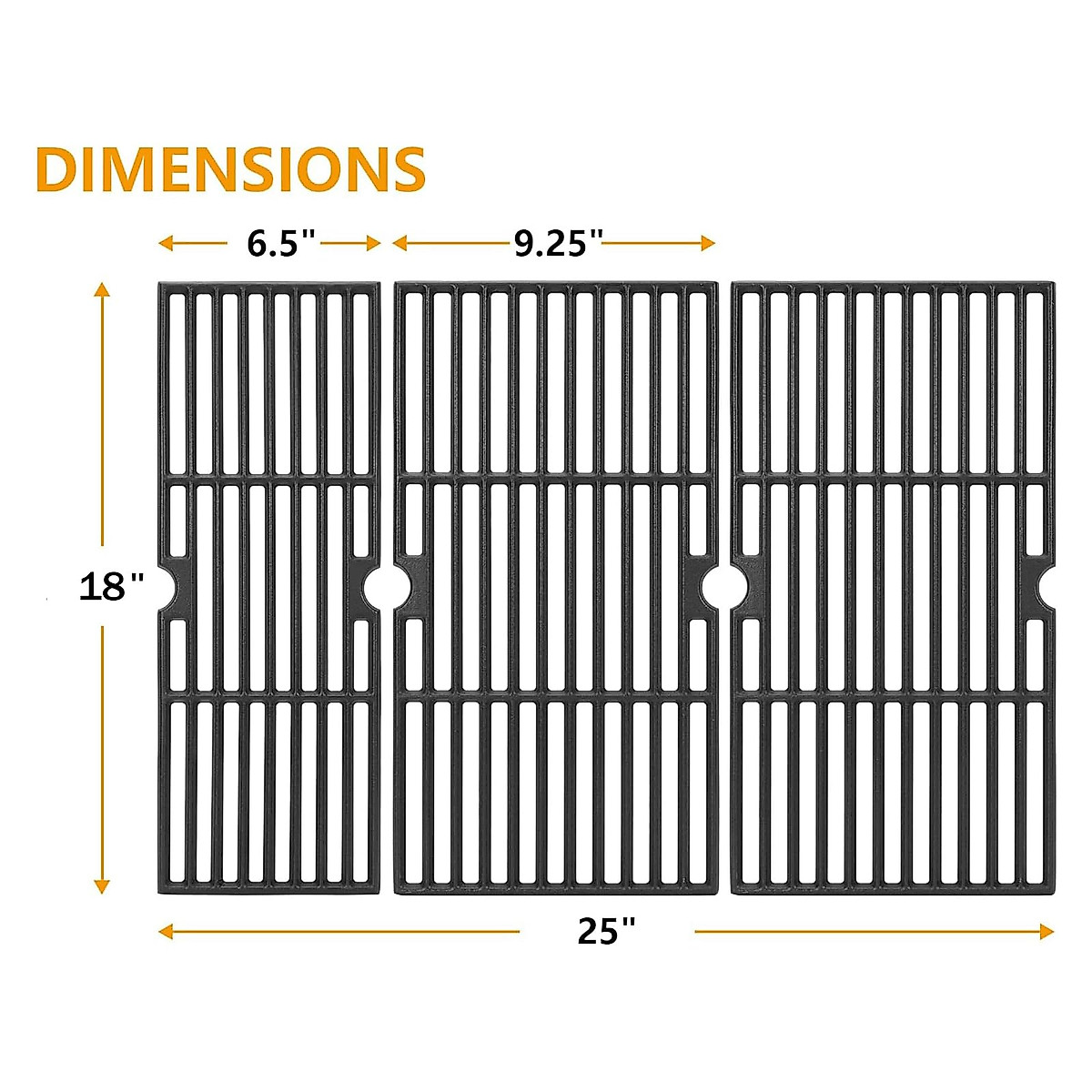 BBQ-PLUS Gril Grates Replacement Parts for Charbroil Performance 4 Burner 463335517 463376017 463347418 463347519 463377319 463342118 463347518 463332718 G470-0003-W1,Cast Iron Cooking Grids,3 Pack
