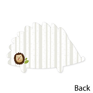 Big Dot of Happiness Forest Hedgehogs - Shaped Thank You Cards - Woodland Birthday Party or Baby Shower Thank You Note Cards with Envelopes - Set of 12