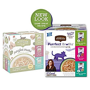 Rachael Ray Nutrish Purrfect Broths Natural Wet Cat Food, Variety Pack, 1.4 Ounce Pouch (Pack of 24), Grain Free