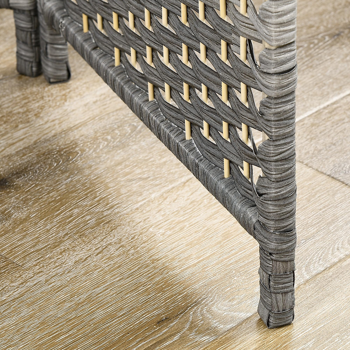 HOMCOM 3 Panel Room Divider, 6' Tall Folding Privacy Screen, Hand-Woven Freestanding Wall Partition for Home Office, Bedroom, Mixed Gray