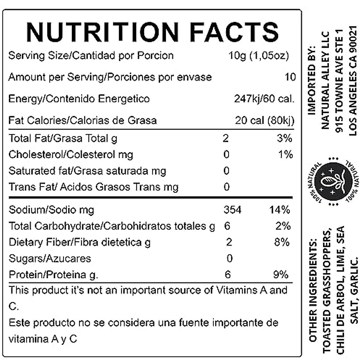Yerbero - Fresh Chapulines From Oaxaca 1.03 oz (30gr) Adobado Spicy Flavor | All Natural Toasted Grasshoppers With Chili, Lime, Sea Salt and Garlic | Always Fresh (Not Dehydrated) Delicious, Exotic Mexican Snack. Imported From Mexico.