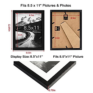 Framenow 8.5x11 Picture Frames 3 pack,Horizontal or Vertical Display,To Wall and Tabletop Mounting,Made of Real High Definition Synthetic Glass and Solid Frame to Display Certificate or Pictures 8.5x11, black. Hanging Hardware Included!