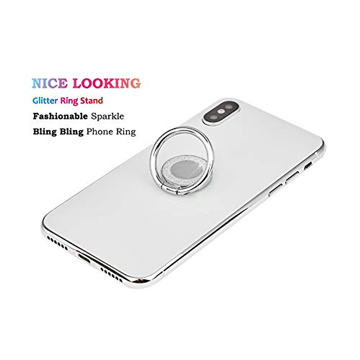 lenoup Glitter Bling Bling Phone Ring Holder,Sparkle Phone Ring Kickstand, Cell Phone Finger Ring Grip for Almost All Phones/Pad(Silver)