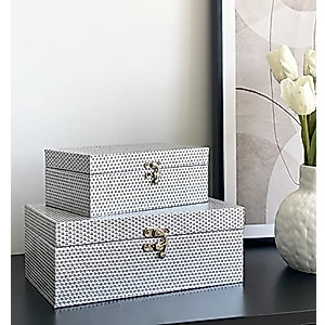 MODE HOME Silver Glitter Wooden Jewelry Storage Boxes Decorative Treasure Boxes Set of 2