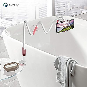 Purely Gooseneck Phone Holder | Flexible Arm Cell Phone Stand for Desk, Night Stand, Headboard - Clamp Mount Clip Bracket, 360-Degree Rotation, Aluminium Alloy - 33-Inch (1-Pack, Rose)