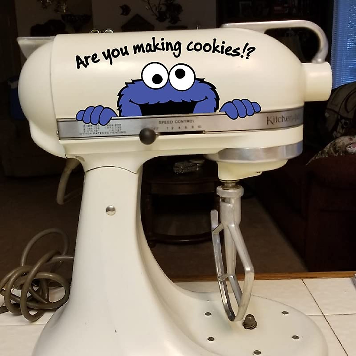 Decoration Beautiful Cookie Monster are You Making Cookies? Vinyl Sticker for for Kitchenaid Mixer Decor Funny Peekaboo Monster Decals