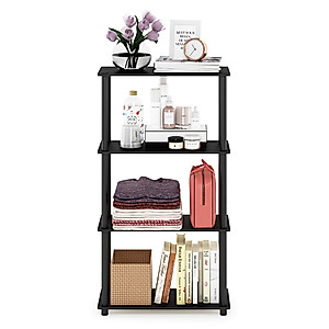 Furinno Turn-N-Tube 4-Tier Multipurpose Shelf Display Rack, Round Tubes, Americano/Black