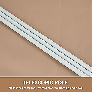 ZLACUIU Patio Umbrella Cover UV Resistant Patio Umbrellas Covers for 9ft to 13ft Cantilever Umbrella with Zipper and Rod, Tan