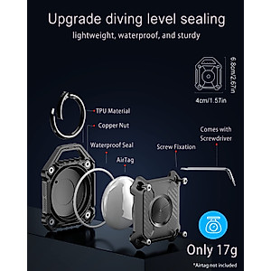 DEERLET IPX8 Waterproof Airtag Holder,Apple Airtag Keychain,Hard TPU Airtag Case, 360° Full Protection Air Tag Holder Keychain with Key Chain for Key,Luggage,Dog Collar, Compatible Apple Air tag.