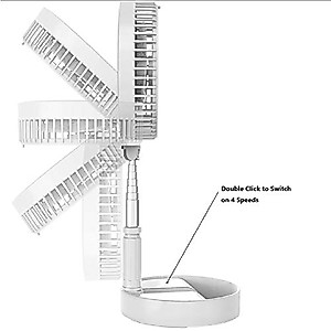 9H Battery Operated Fan Foldable Table Desk Floor Pedestal Fan 4 Speeds Portable 8-inch Fan