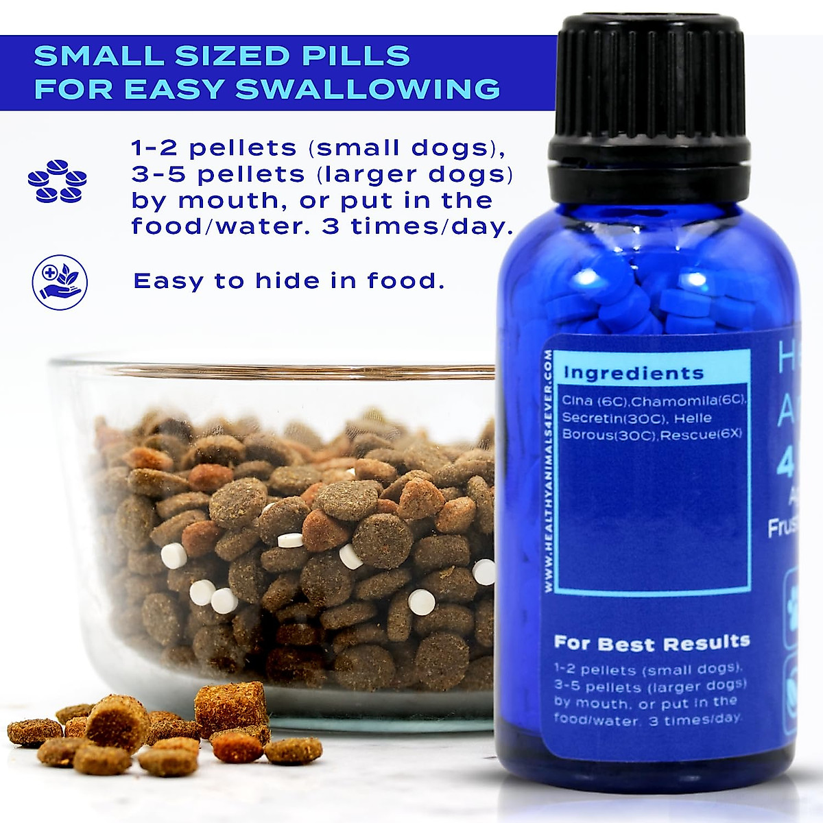 Healthy Animals 4Ever All-Natural Dog Calming Tablets for Stress and Aggressive Behavior - Help Reduce Dog Aggression/Frustration & Promote Relaxation - Homeopathic & Highly Effective - 300 Tablets