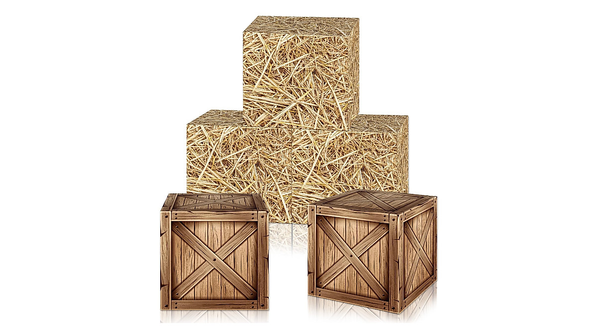 6PC Hay Bales Boxes for Western & Farm Party Decor
