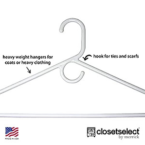 Heavy Duty Plastic Hangers, Made in USA, White Heavy Weight Hanger, 28 Pack