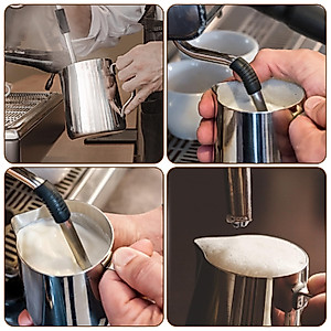 GEPER Milk Frothing Pitcher 350ml/600ml (12oz/20oz) Stainless Steel Milk Frother Cup, Espresso Machine Accessories, Coffee/Cappuccino/Latte Art Barista Steam Pitchers Milk Jug Cup with Art Pen,12oz