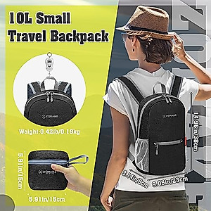 ZOMAKE 10L Lightweight Packable Hiking Backpack - Small Travel Hiking Daypack for Women Men - Tear Resistant Foldable Day Pack for Camping Outdoor Sports(Black)