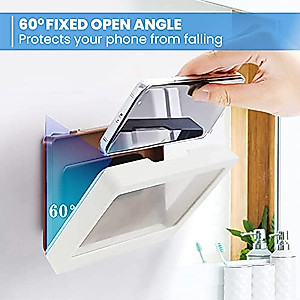 Spread Pixie Dust Shower Phone Holder Waterproof Upgraded Phone Shower Holder Wall Mount Bathroom TV Shower Gadget Shower Accessory Phone Mount iPhone Shower TV (White)