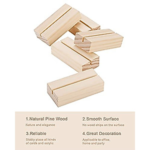 Aboofx 12 Pack Wood Place Card Holders Wood Table Number Stands Picture Holder Acrylic Sign Holders for Wedding Dinner Home Party Events Decoration